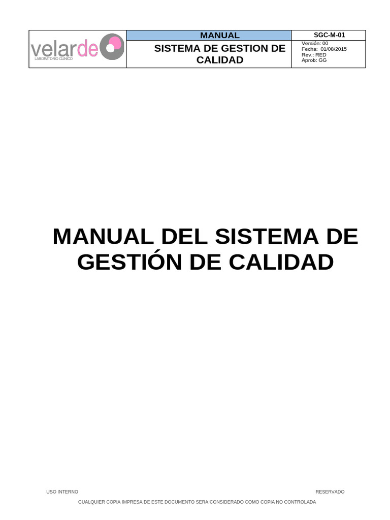 SGC-M-01 Manual Del Sistema v00 | PDF | Sistema de manejo de calidad ...