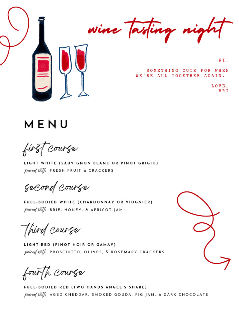 Wine Tasting Menu Pairings Guide | PDF