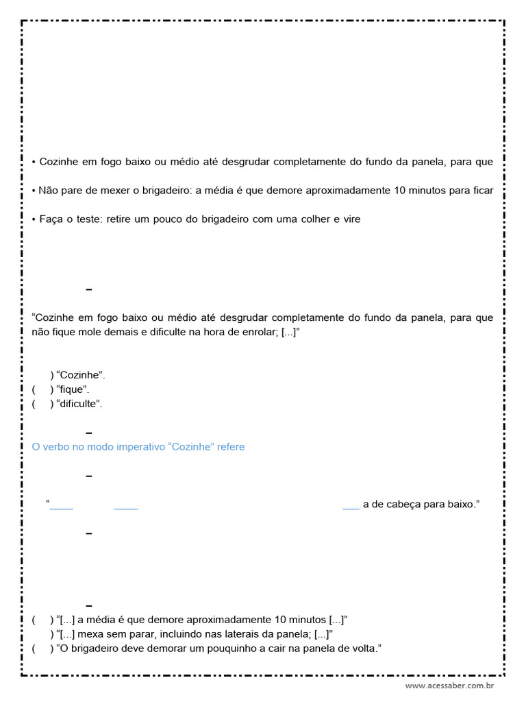 Atividade de Portugues Verbos No Modo Imperativo 7o Ano Respostas | PDF