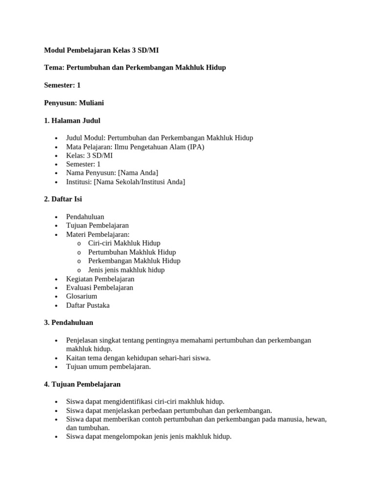 Modul IPA Kelas 3: Makhluk Hidup | PDF
