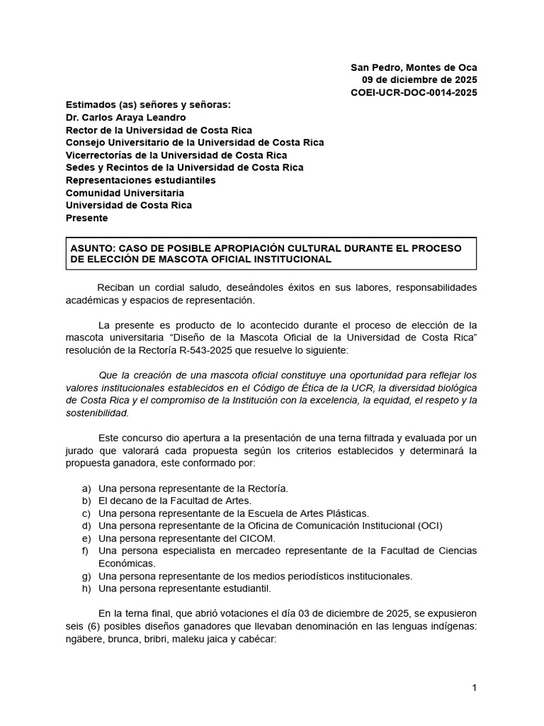 COEI-UCR-DOC-0014-2025 Original | PDF | Patrimonio cultural | Costa Rica
