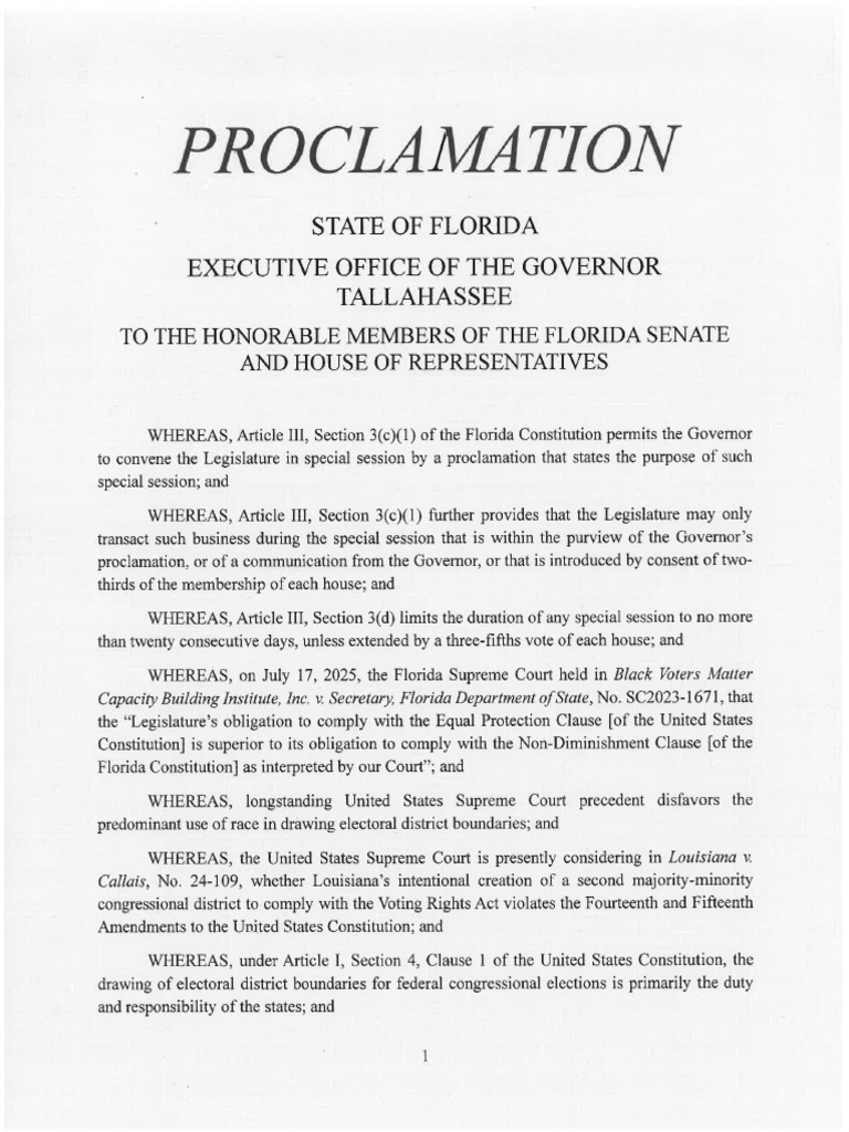 AprilSpecialSessionProclamation Filed 1.7.26 | PDF | Fourteenth ...
