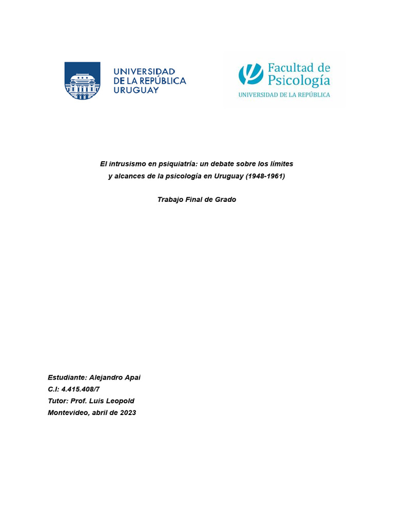 TFG (1) | PDF | Sicología | Psicoanálisis