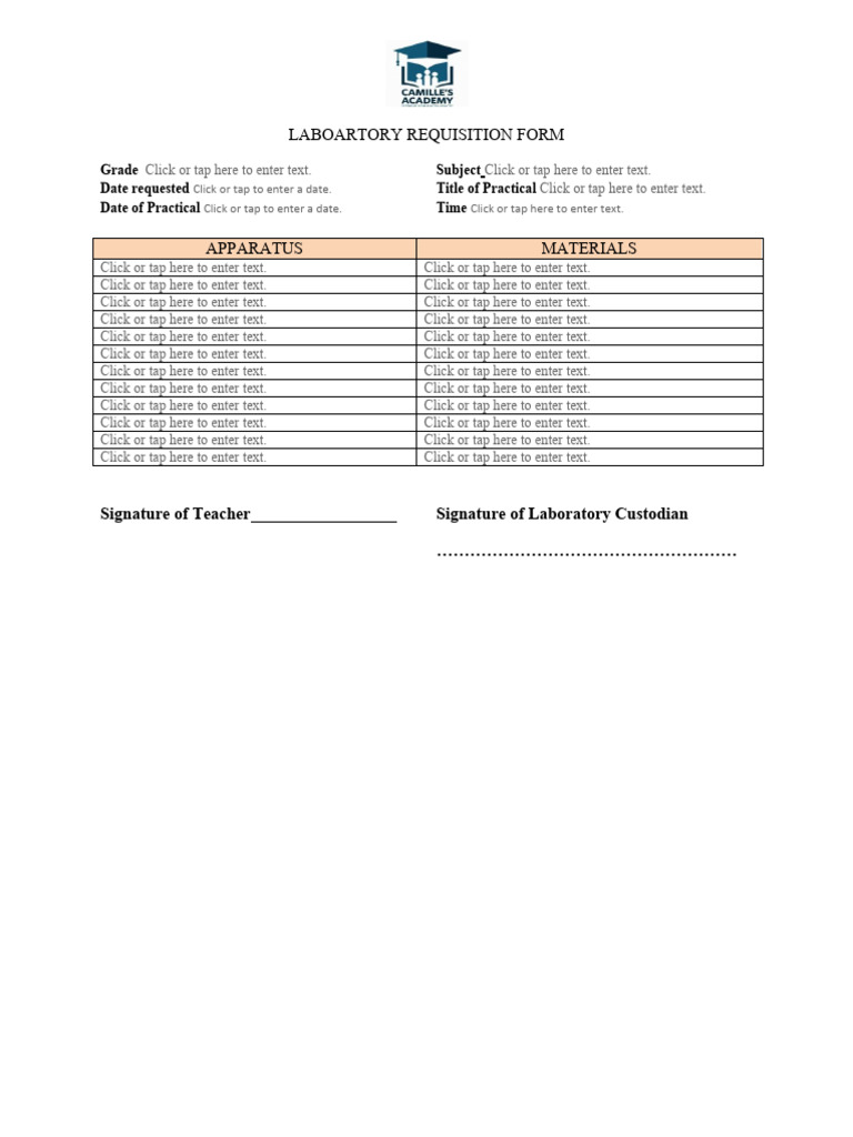 Laboratory Requisition Form Template | PDF