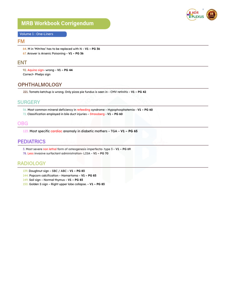 MRB WB Corrigendum Vol 1 | PDF
