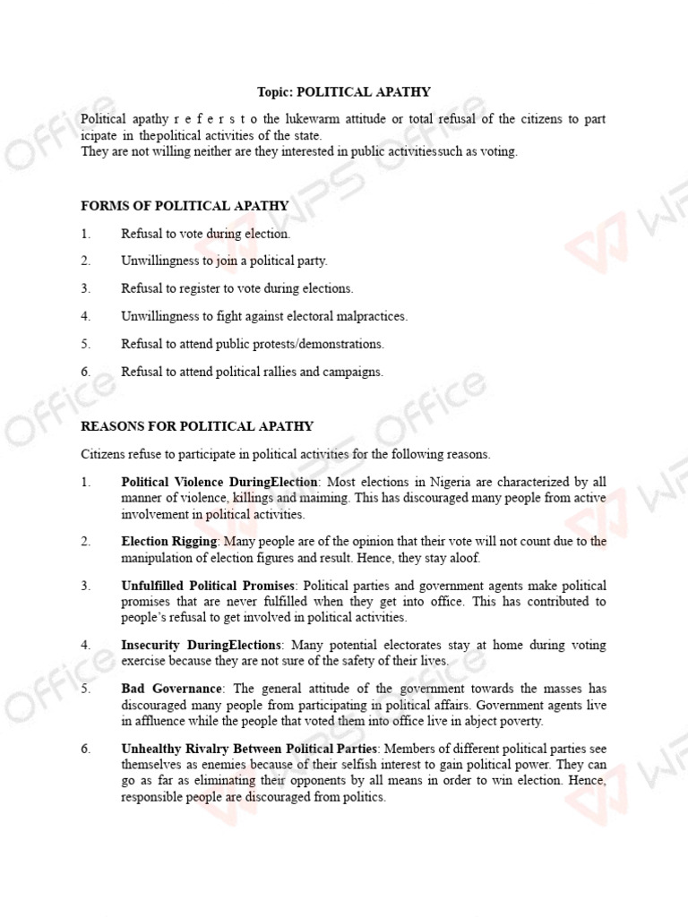 Understanding Political Apathy Factors | PDF