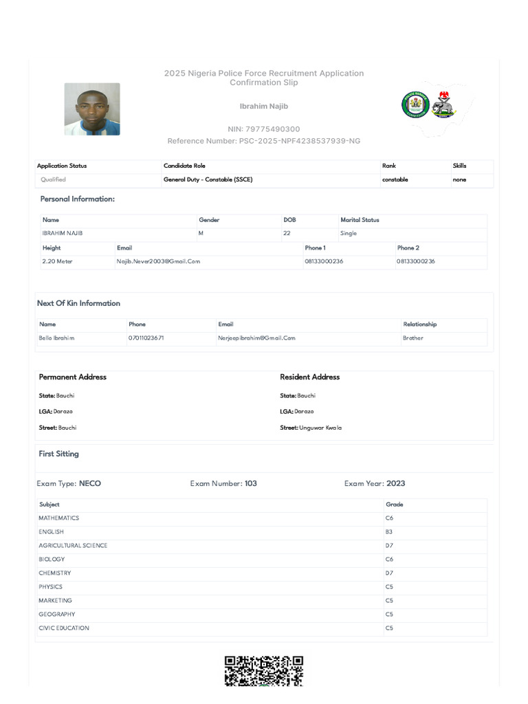 Najeeb Npf Slip | PDF