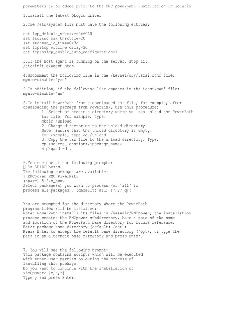 Procedure To Configure EMC Powerpath in Solaris | PDF | Booting | Solid ...