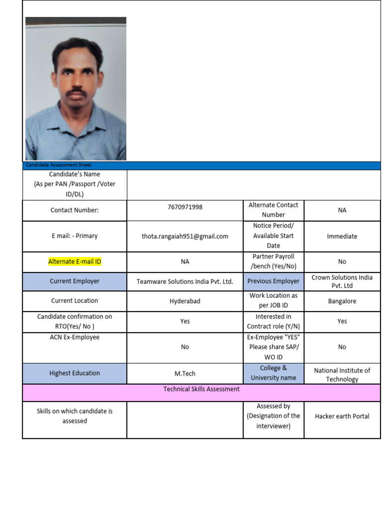 Java Developer Candidate Profile | PDF | Databases | Software Engineering