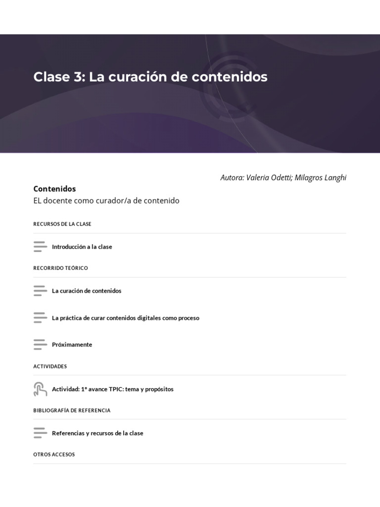 Clase 3 La Curacion de Contenidos l3Ryicay | PDF | Enseñando | Aprendizaje