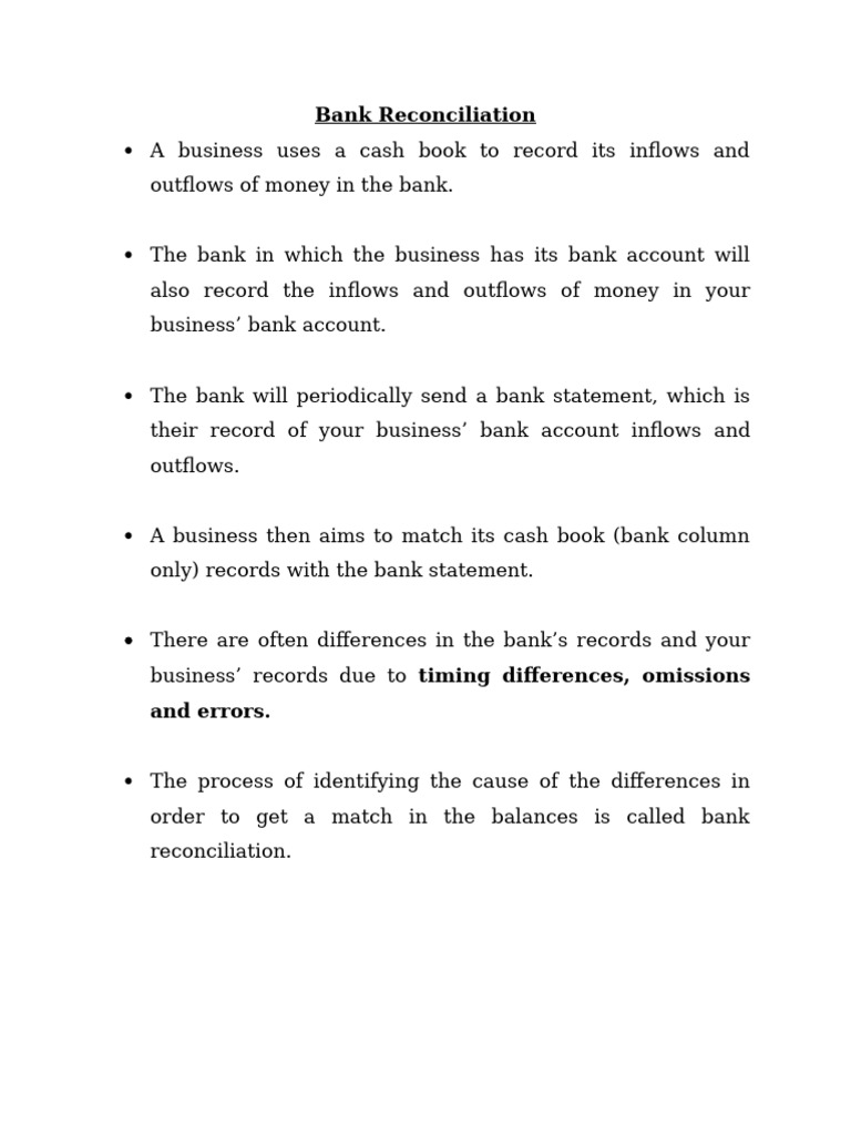 Bank Reconciliation Process Explained | PDF | Cheque | Banks