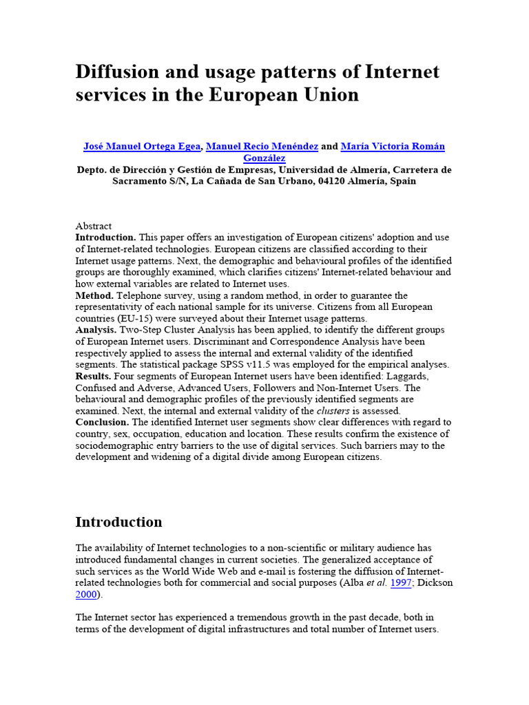 European Internet Usage Patterns Analysis | PDF | Market Segmentation ...