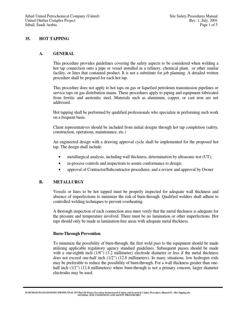 35 Hot Tapping | PDF | Welding | Construction