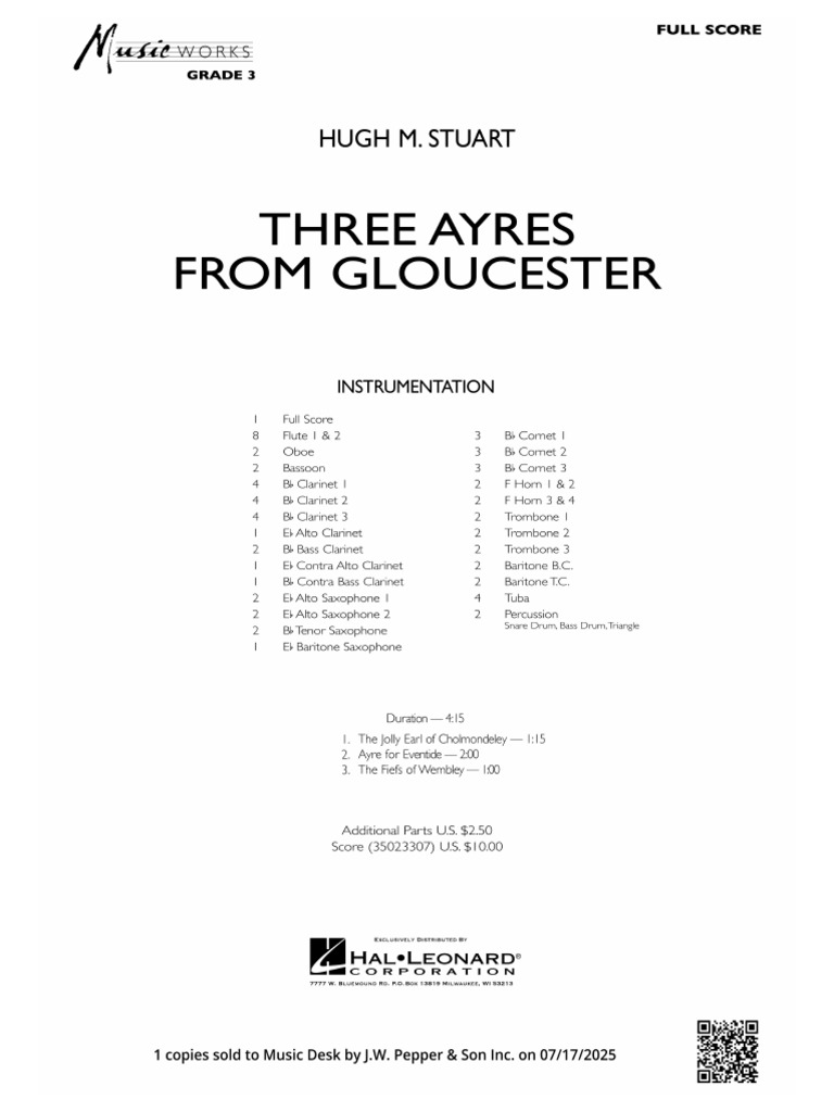 Stuart Three Ayres From Gloucester Score | PDF