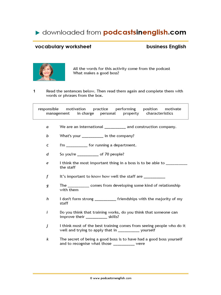 Business English Vocabulary Worksheet | PDF | Linguistics | Human ...