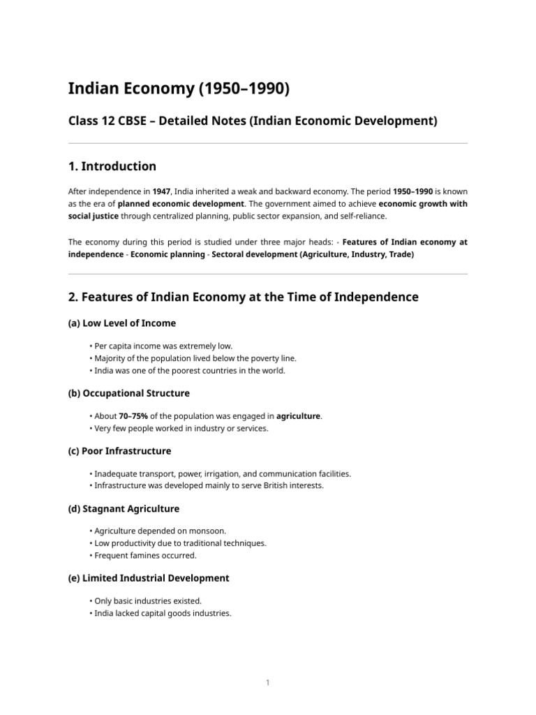 Indian Economy Overview: 1950-1990 | PDF | Economy Of India | Economies
