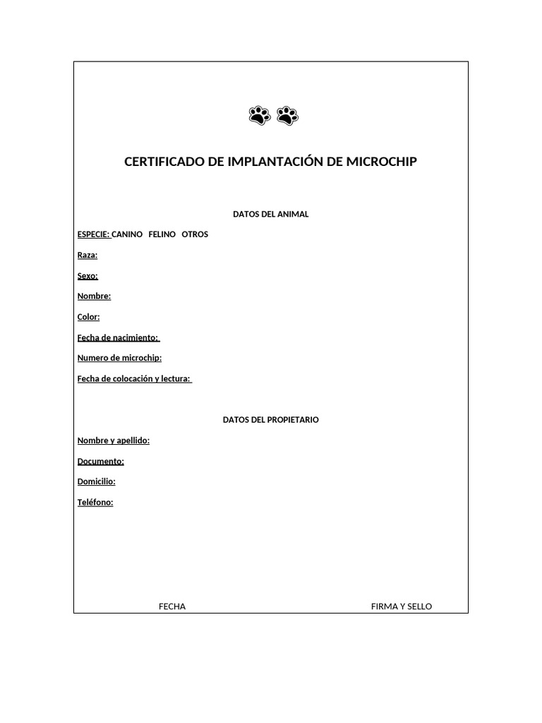Certificado de Implantación de Microchip Ok | PDF