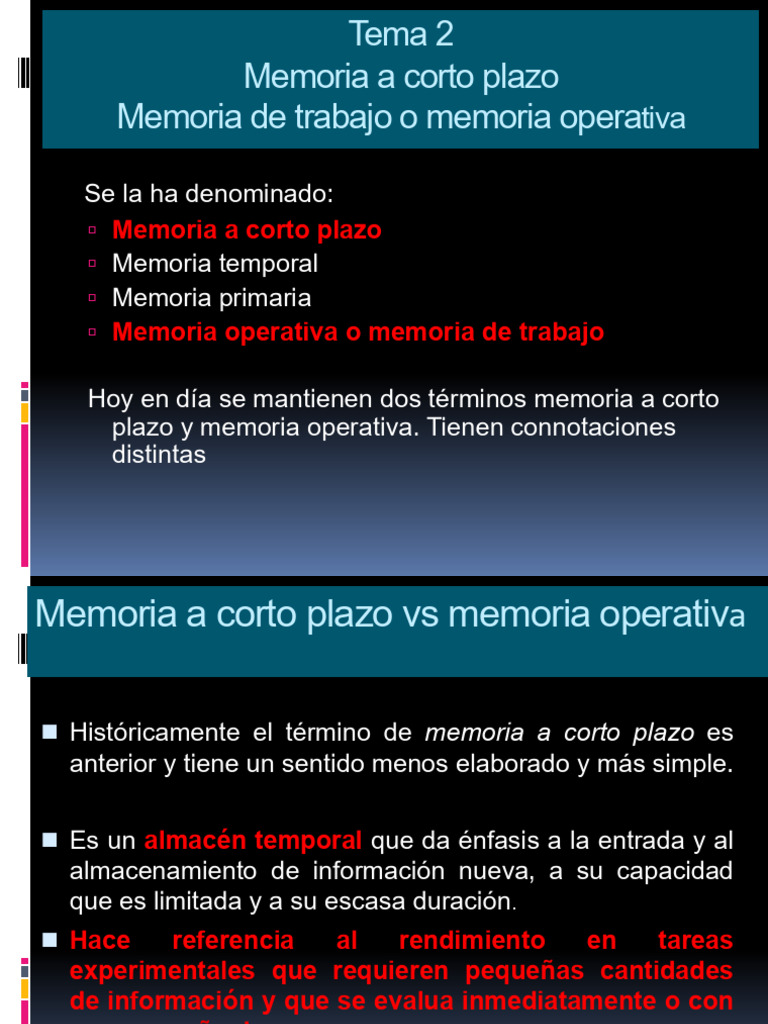 Memoria a Corto Plazo y Operativa | PDF | Memoria | Memoria de trabajo
