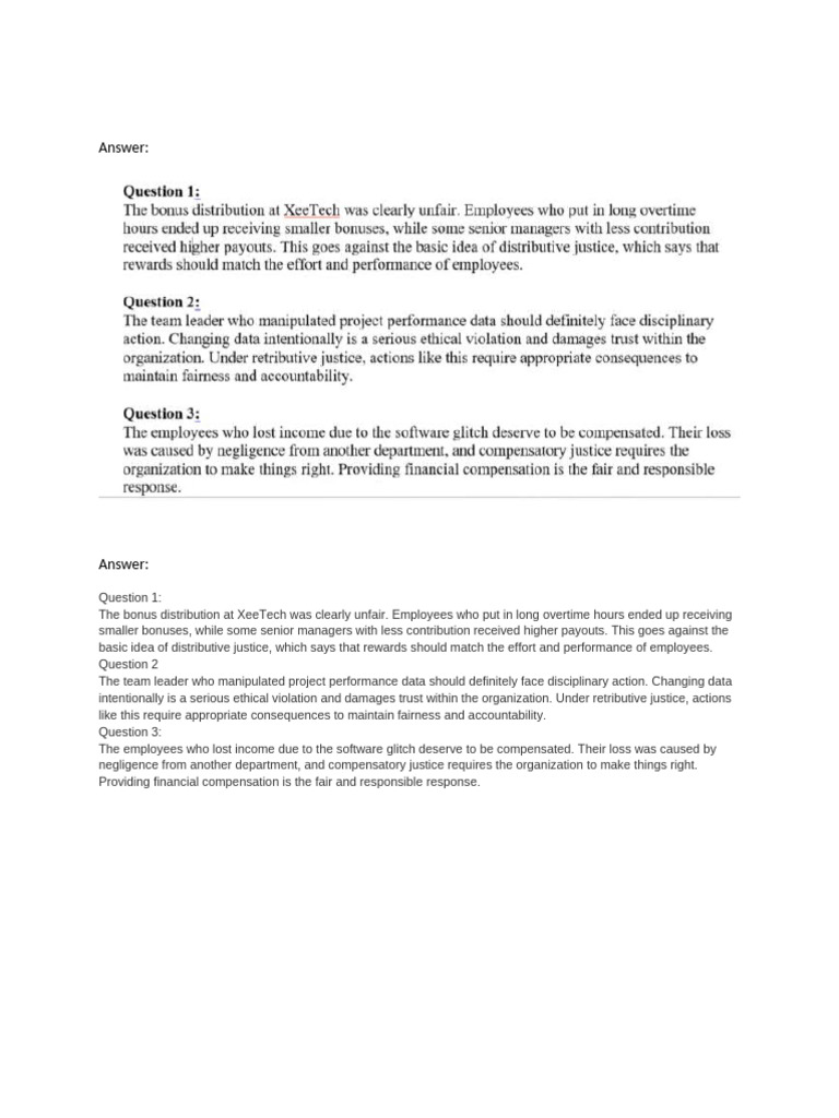 Unfair Bonus Distribution and Ethical Violations | PDF