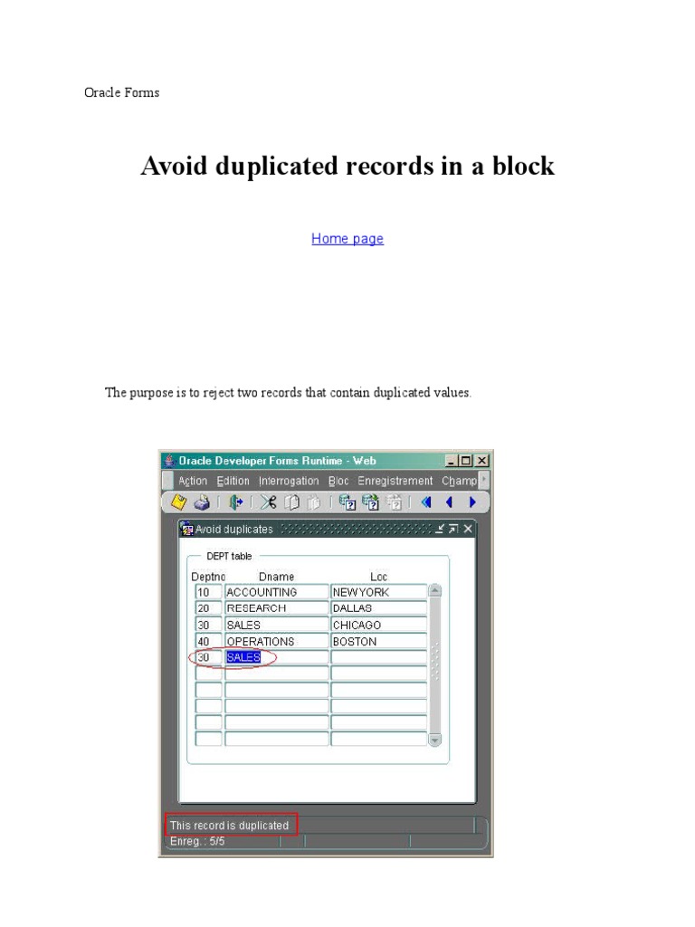 Avoid Duplicates In Oracle Forms Pdf Teaching Methods And Materials Computers
