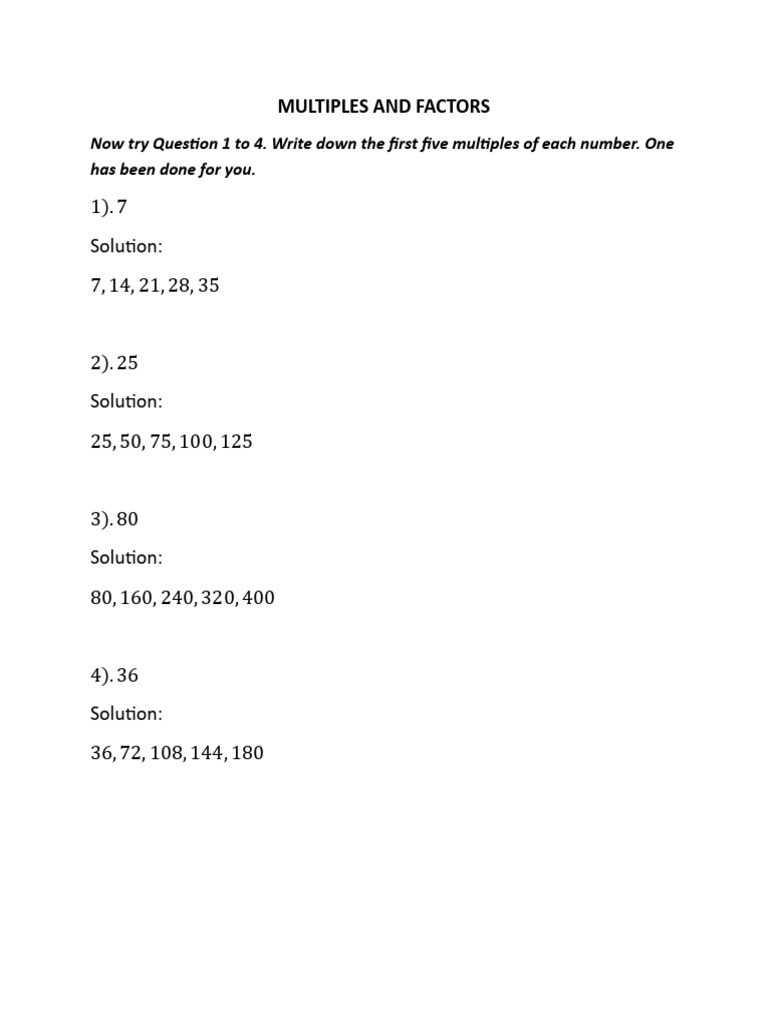 Multiples and Factors of Numbers | PDF