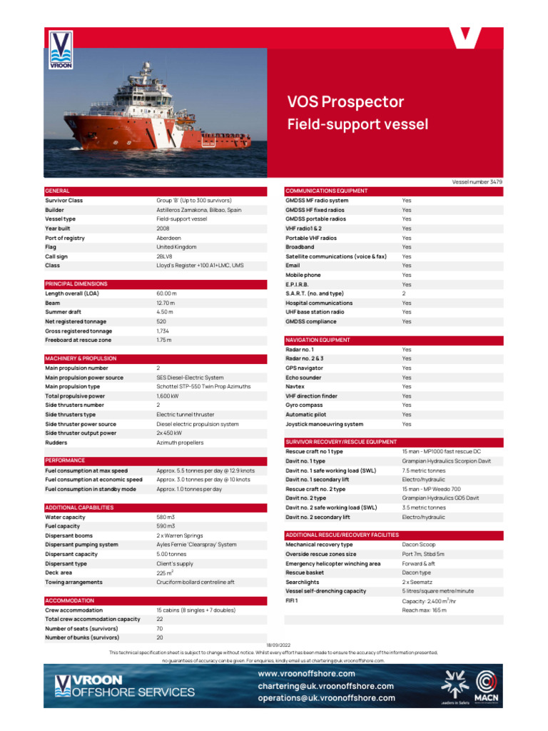 Vessel Particulars VOS Prospector | PDF | Shipping | Ships