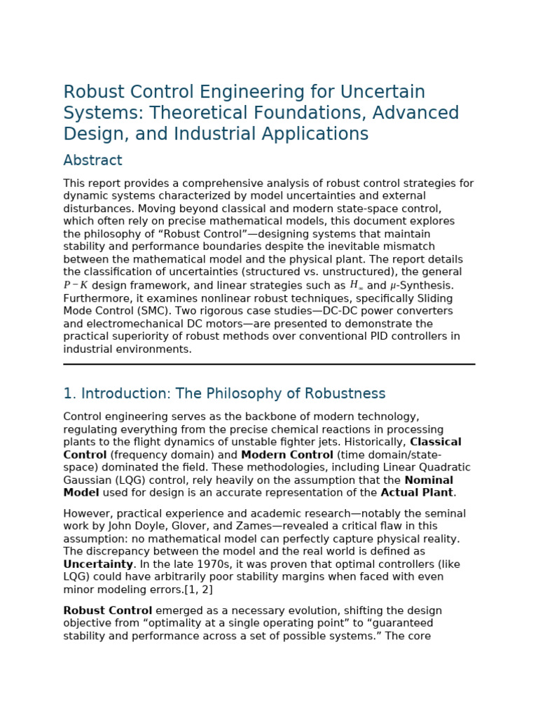 Robust Control Strategies for Uncertain Systems | PDF | Control Theory ...