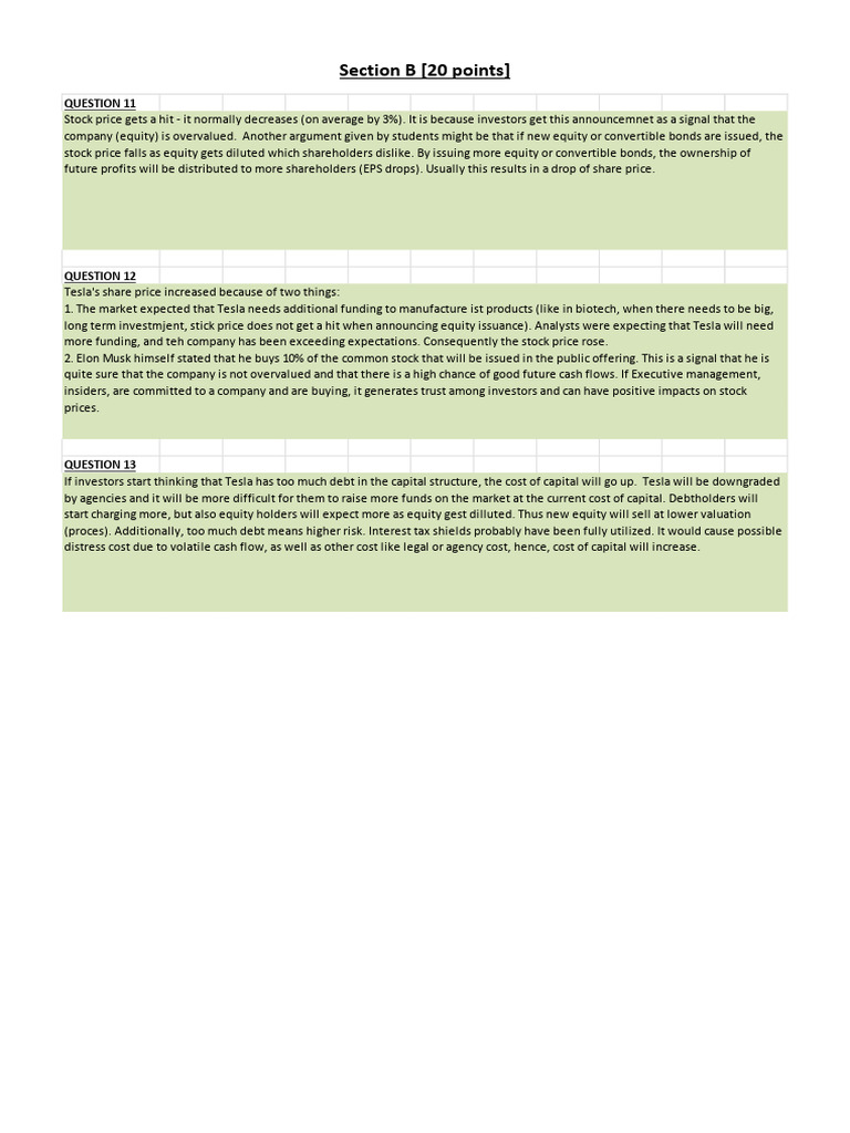 IF3108 - Corporate Finance - FINAL 2023 - answers | PDF | Stocks | Cost ...