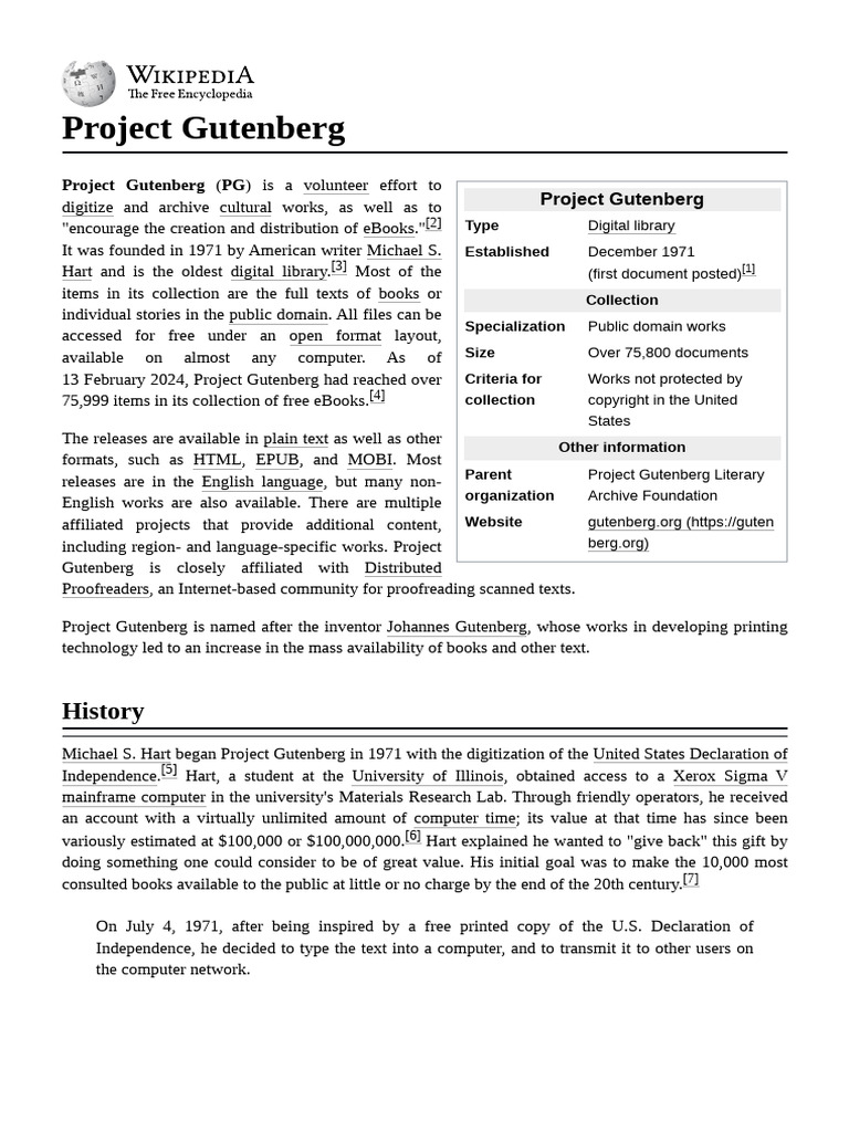 Project Gutenberg: Free eBook Library | PDF