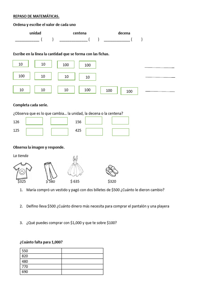 Repaso de Matemáticas y Español para Niños | PDF