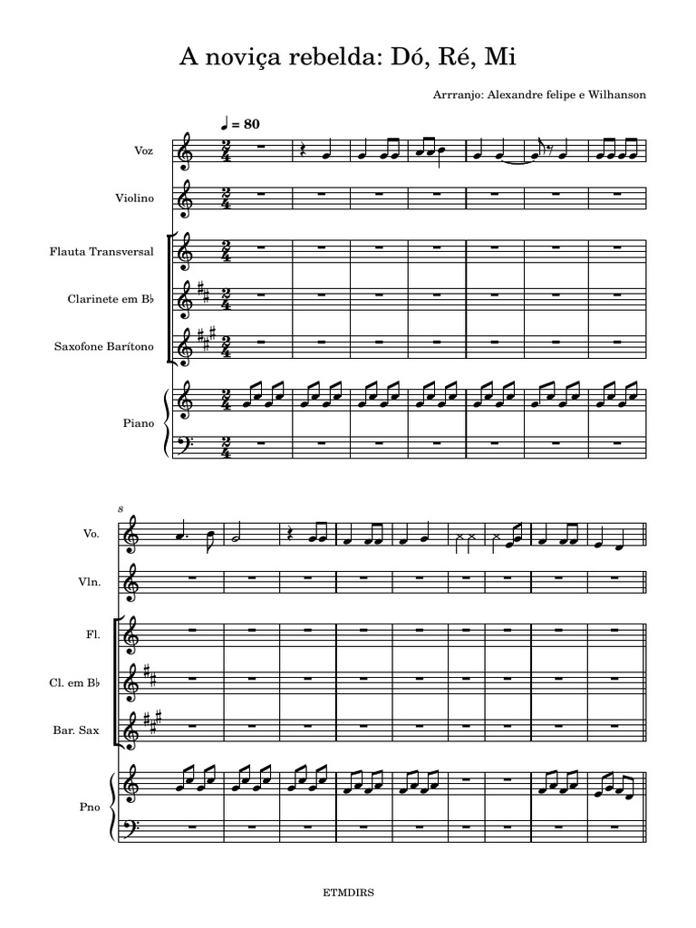 .a Noviça Rebelda Dó, Ré, Mi Grade (1) | PDF