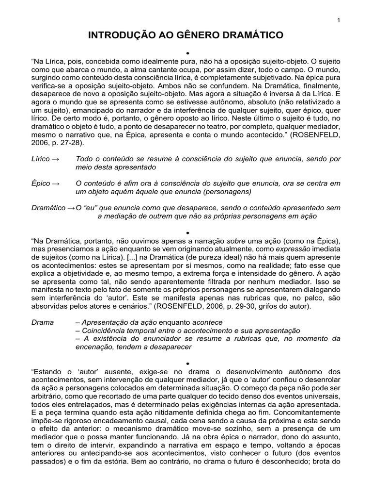 Roteiro de Aula - Introducao Ao Genero Dramatico | PDF | Tempo | Narrativa