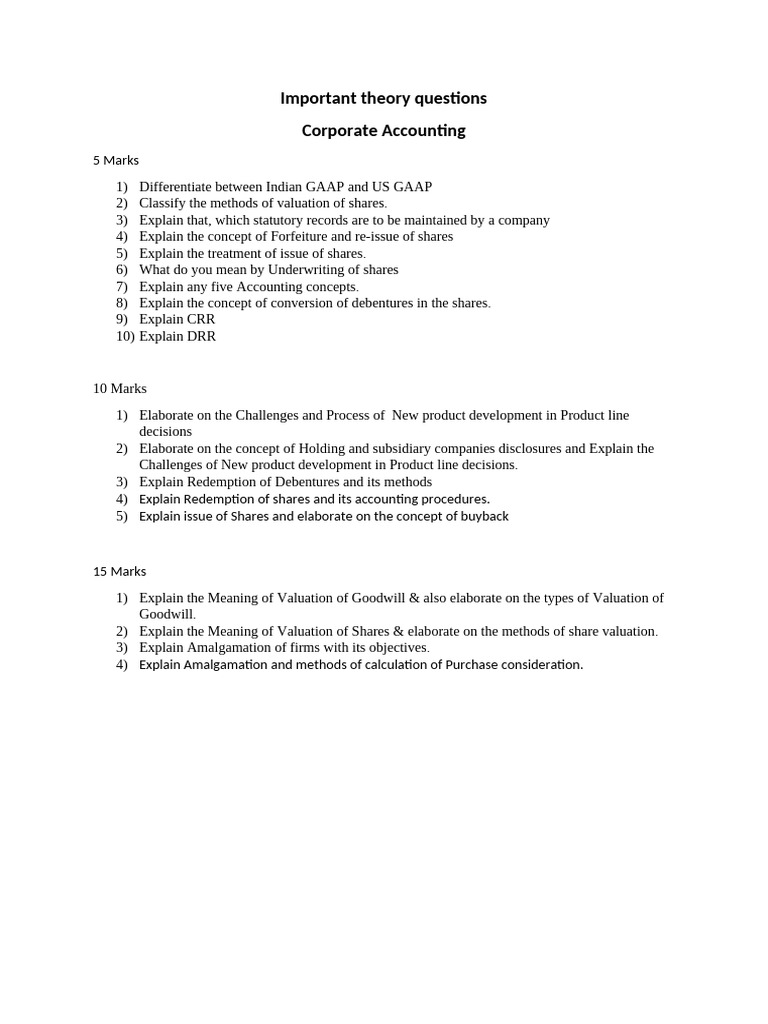 Important Theory Questions | PDF