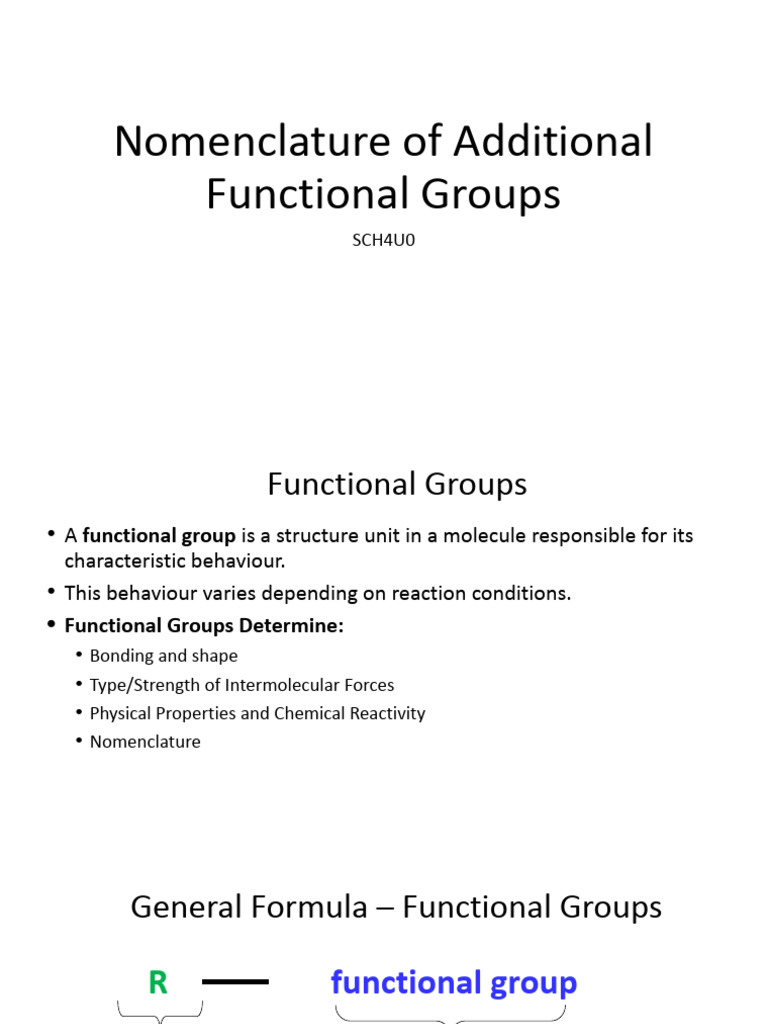 Functional Groups Nomenclature Guide | PDF | Functional Group | Amine