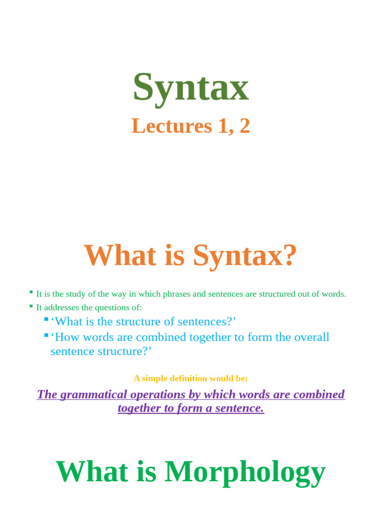 Lecture (1, 2) | PDF | Syntax | Morphology (Linguistics)