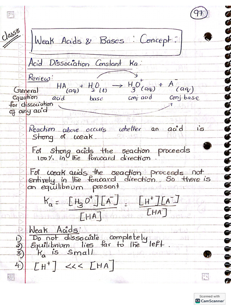 Notes 2 Weak Acids, Bases, Percent Ionization, Molecular Structure of ...