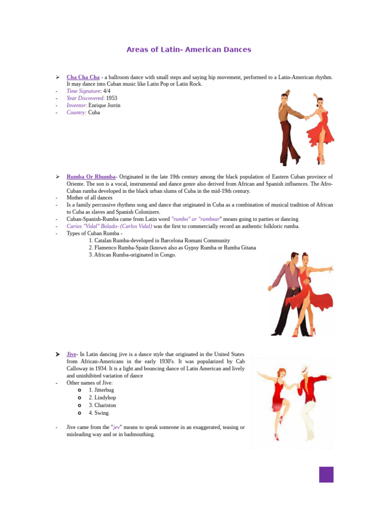 Latin American Dance Styles Overview | PDF | Ballroom Dance | Tango