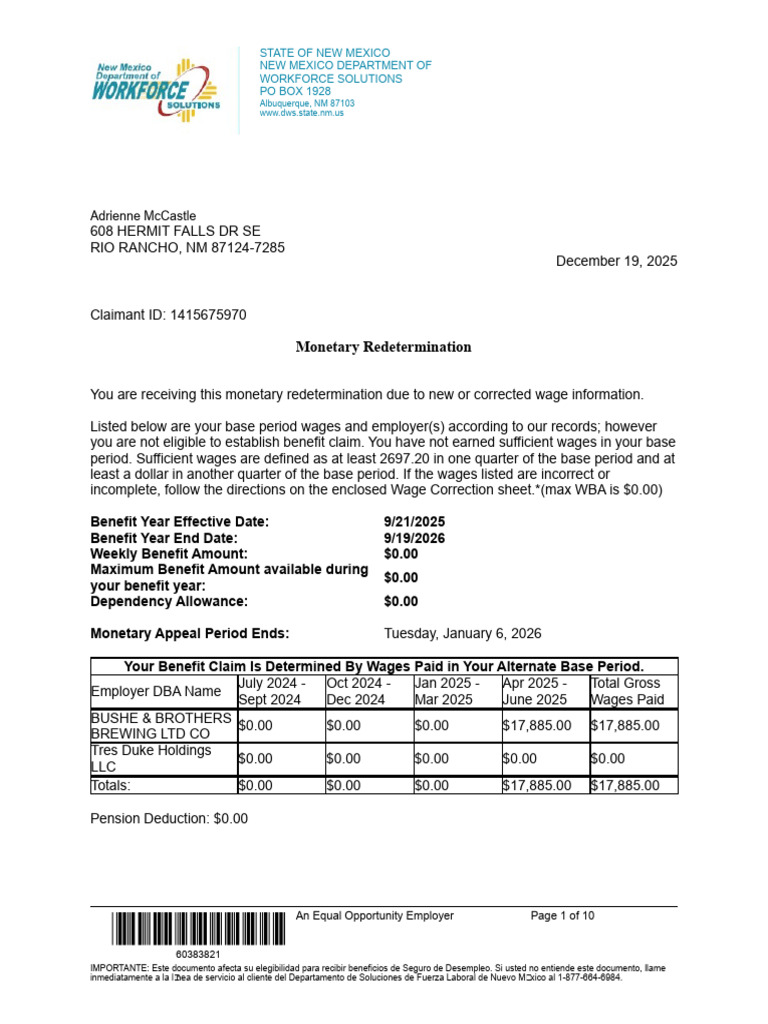 Claimant Jan 6 Adrienne | PDF | Unemployment Benefits | Social Security ...