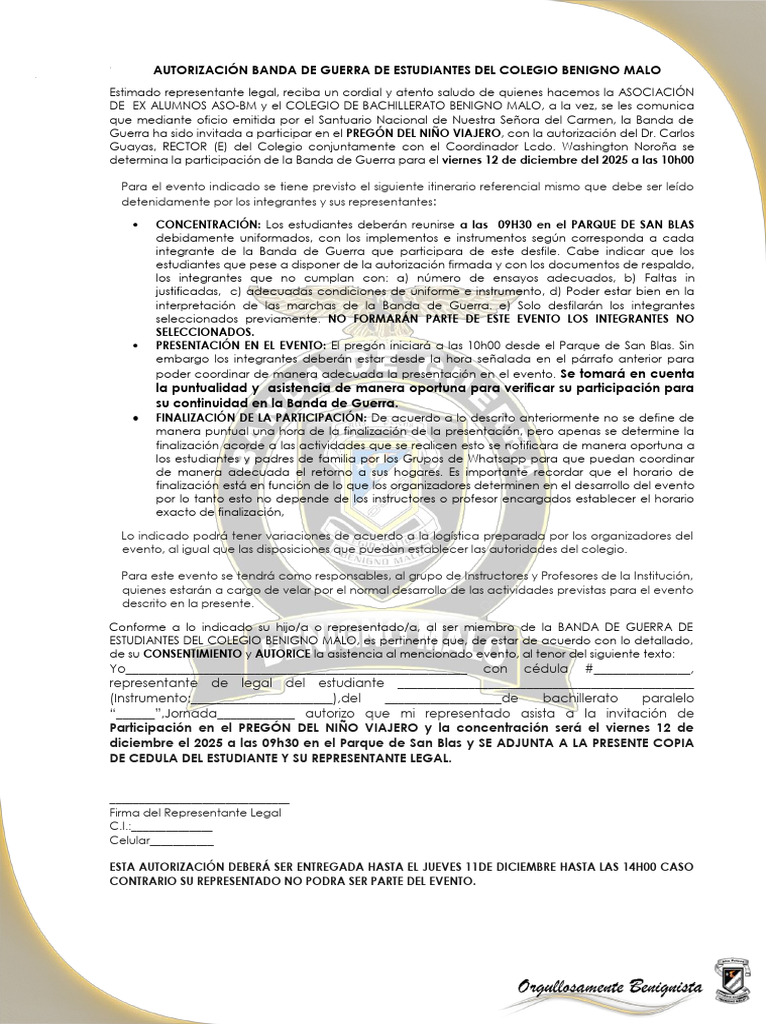 AUTORIZ-PREGÓN NIÑO VIAJERO-2025 | PDF