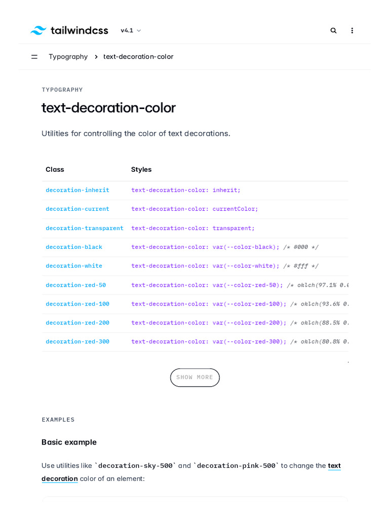 Text-Decoration-color - Typography - Tailwind CSS | PDF | Software ...