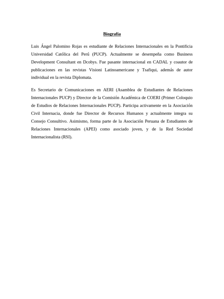 Biografía Luis Palomino | PDF