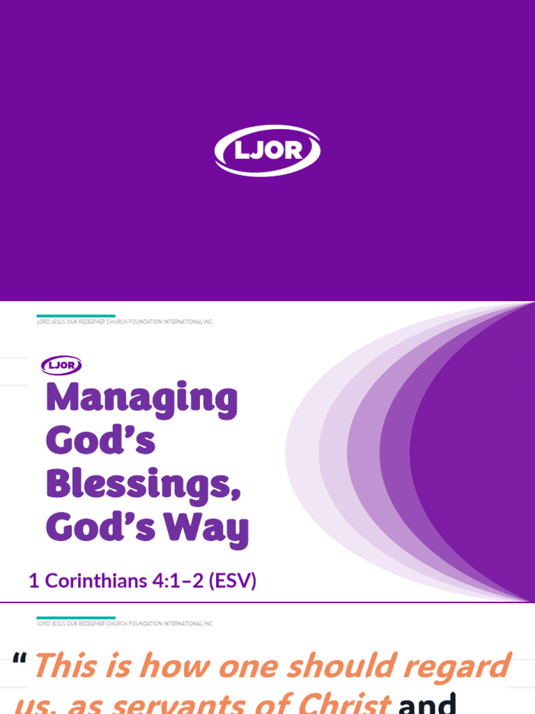 Managing God’s Blessings, God’s Way | PDF | Jesus | God In Christianity