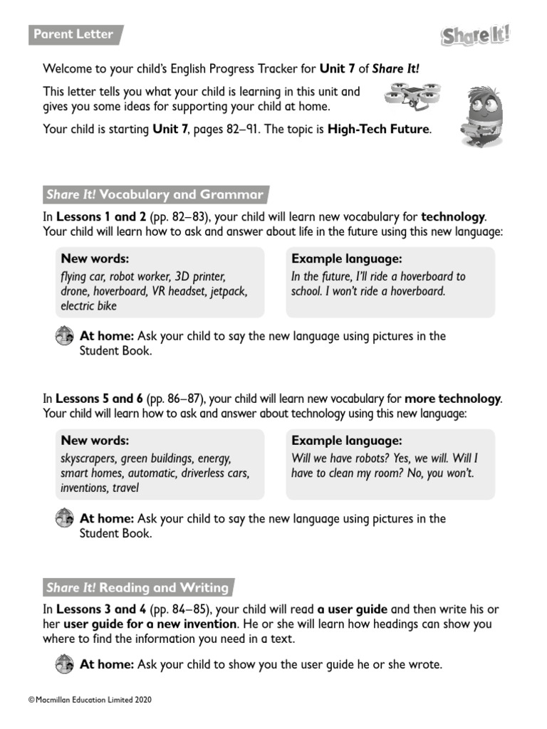 SI TRC5 U7 Parent Letter | PDF | Vocabulary | Human Communication