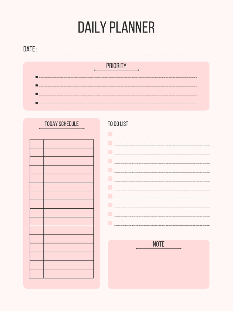 Pink Simple Daily Planner Planner | PDF