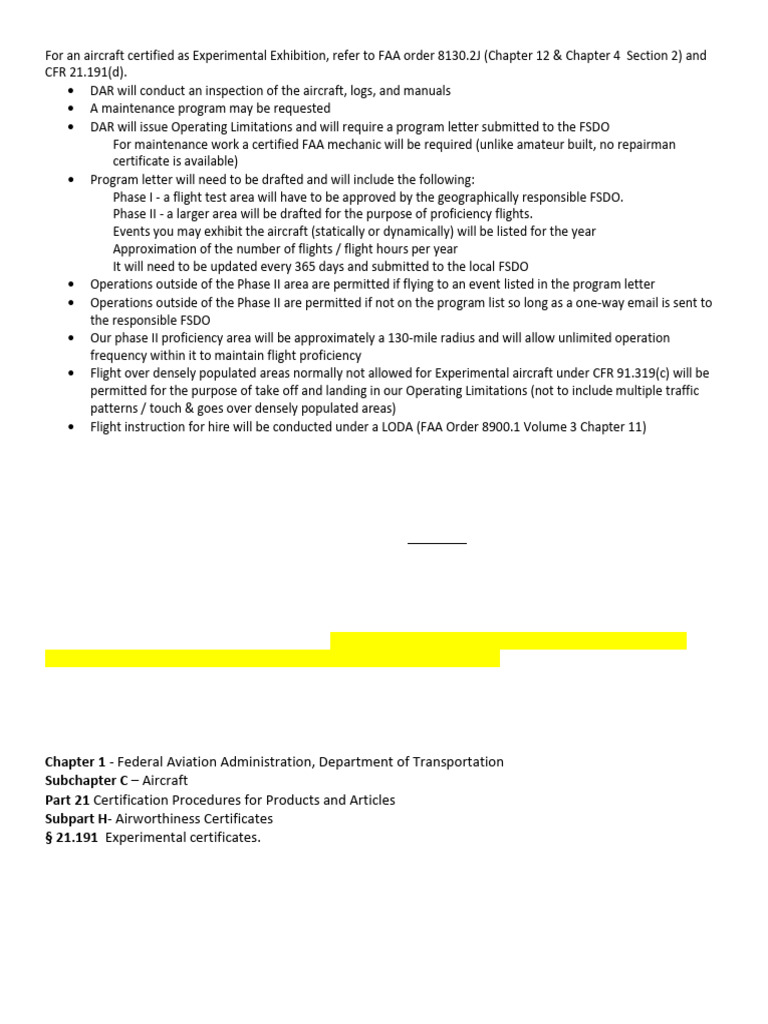 FAA Guidelines for Experimental Exhibition Aircraft | PDF | Aeronautics ...