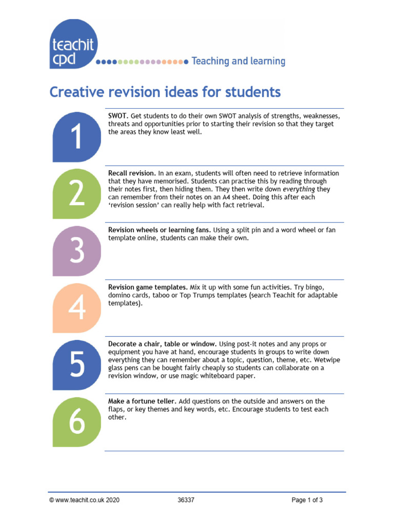 Creative Revision Techniques for Students | PDF | Cognitive Science ...