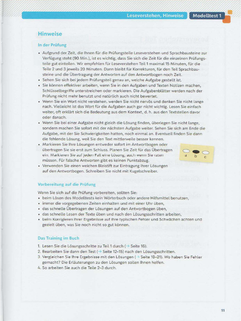 Hinweise Leseverstehen Teil 1+3 | PDF