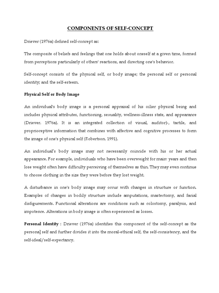 Components of Self-Concept Explained | PDF | Self Concept | Identity ...