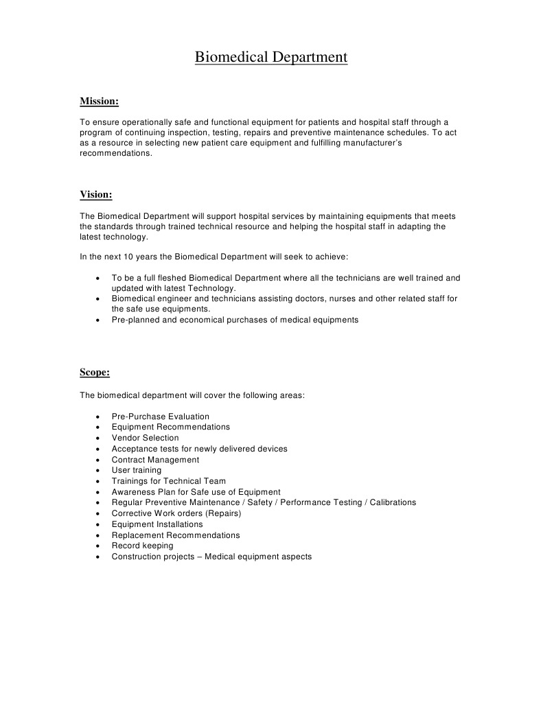 Biomedical Department Plan | PDF | Biomedical Engineering | Science And ...