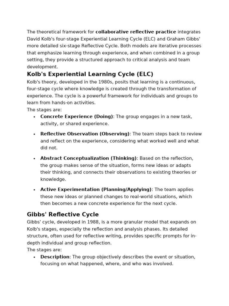 Collaborative Reflective Practice Framework | PDF | Reflective Practice ...